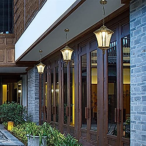 European Wall Light Traditional Aluminum Outdoor Chandelier Garden Villa Courtyard Hanging Light Adjustable Gazebo Home Aisle Corridor Balcony Pendant Lamp Garage Grape Rack Barn Hanging Chain Light