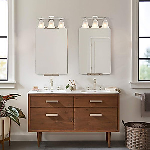 Eurus Home 3-Light Bathroom Vanity Light Fixture Brushed Nickel Bathroom Lighting Fixture W/Frosted Milk Glass Shade