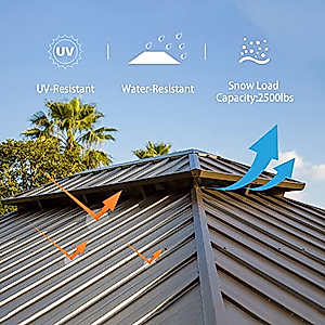 12' x 14' Hardtop Gazebo Outdoor Aluminum Gazebos with Galvanized Steel Double Canopy for Patios Deck Backyard,Curtains&Netting by domi outdoor living