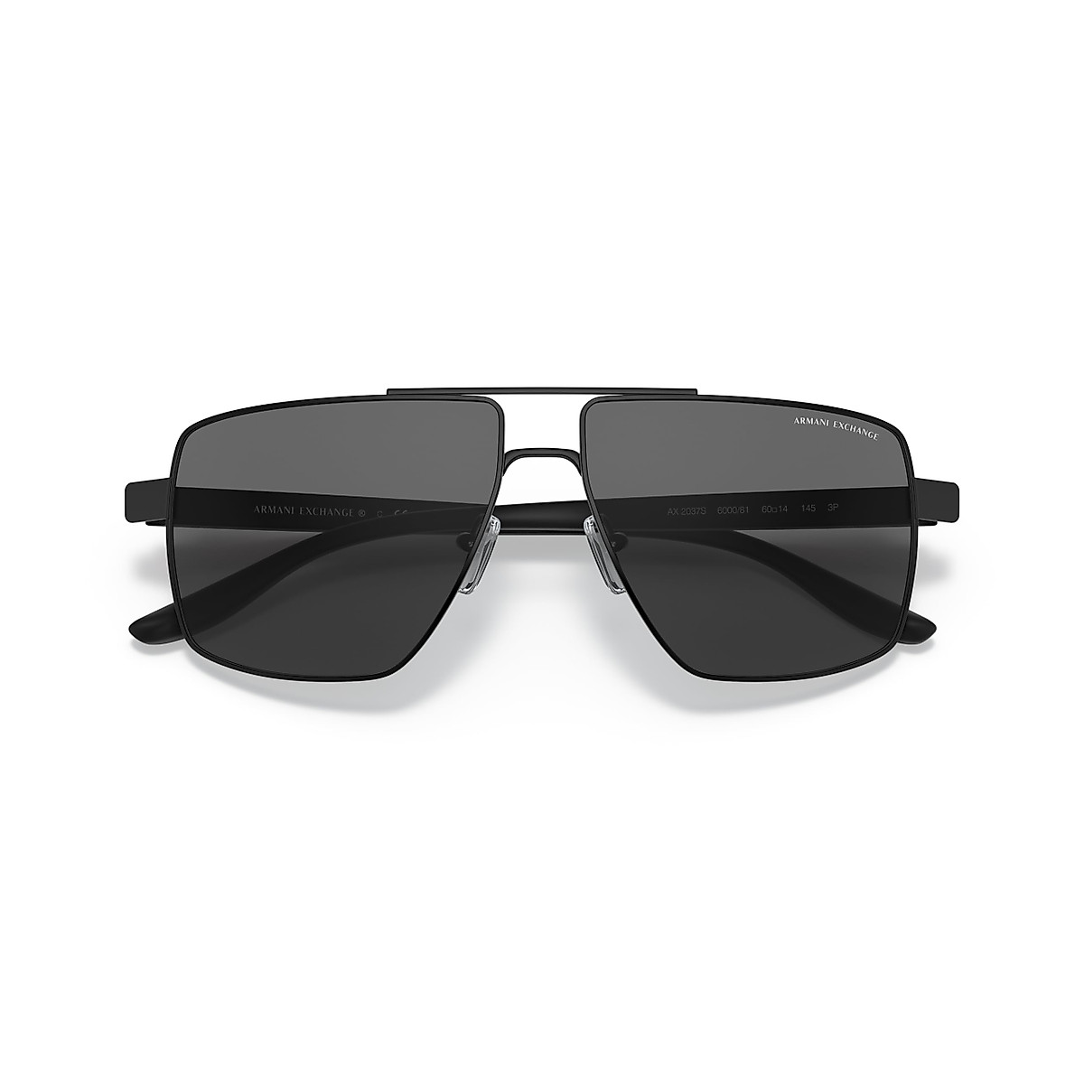 A|X ARMANI EXCHANGE Men's AX2037S Square Sunglasses, Matte Black/Grey Polarized, 60 mm