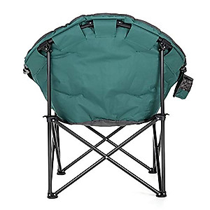 ARROWHEAD OUTDOOR Oversized Heavy-Duty Club Folding Camping Chair w/External Pocket, Cup Holder, Portable, Padded, Moon, Round, Saucer, Supports 330lbs, Carrying Bag, USA-Based Support