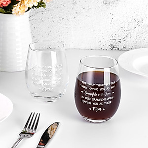 Modwnfy Mothers Day Gifts, Daughter in Law Gifts for Christmas Mothers Day Birthday Wedding from Mother in Law, Only Thing Better Than Having You As My Daughter in Law Stemless Wine Glass, 17 Oz