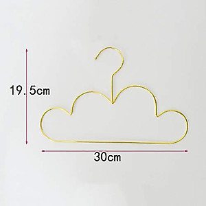 jojofuny 5Pcs Cloud Hangers for Kids Clothes, Gold Cloud Shape Kids Hangers Metal Non Slip Children Clothes Coat Sweater Hangers