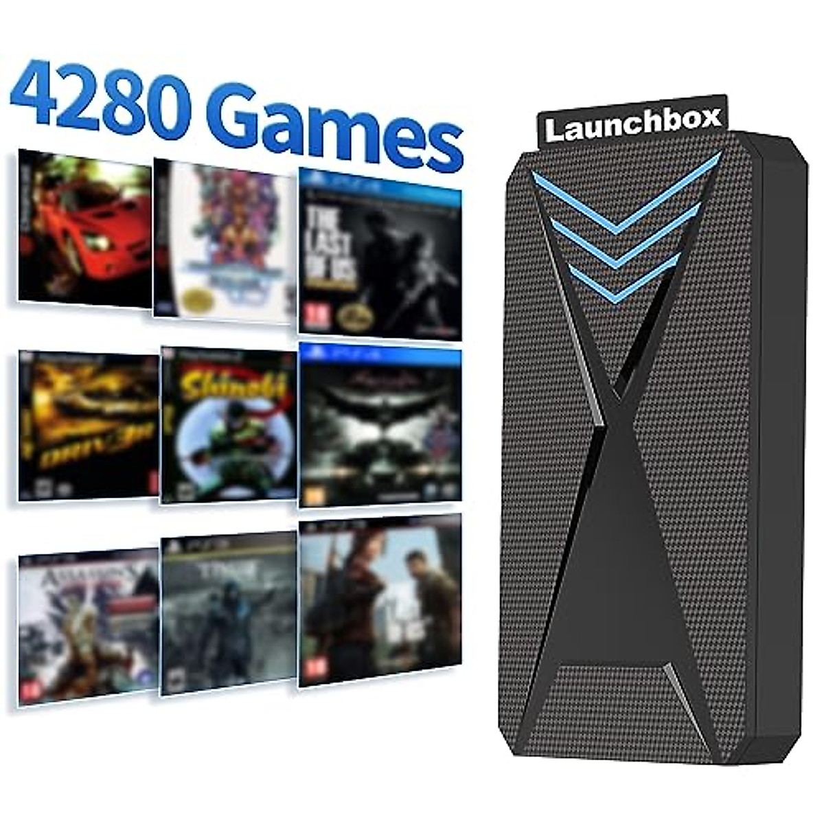 Emulator Console 2T Hard Drive Retro Game Console with Built in 4280 Games, Plug and Play Video Game Console, Game System Compatible with 18 Emulators