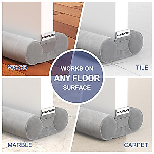 Door Draft Stopper for Bottom of Door, 36 Inch Under Draft Air Noise Light Blocker 30"- 36" Double Side Soundproof Sweep Filler Seal Gap up to 1.7" for French Patio Sliding Door Guard, Grey