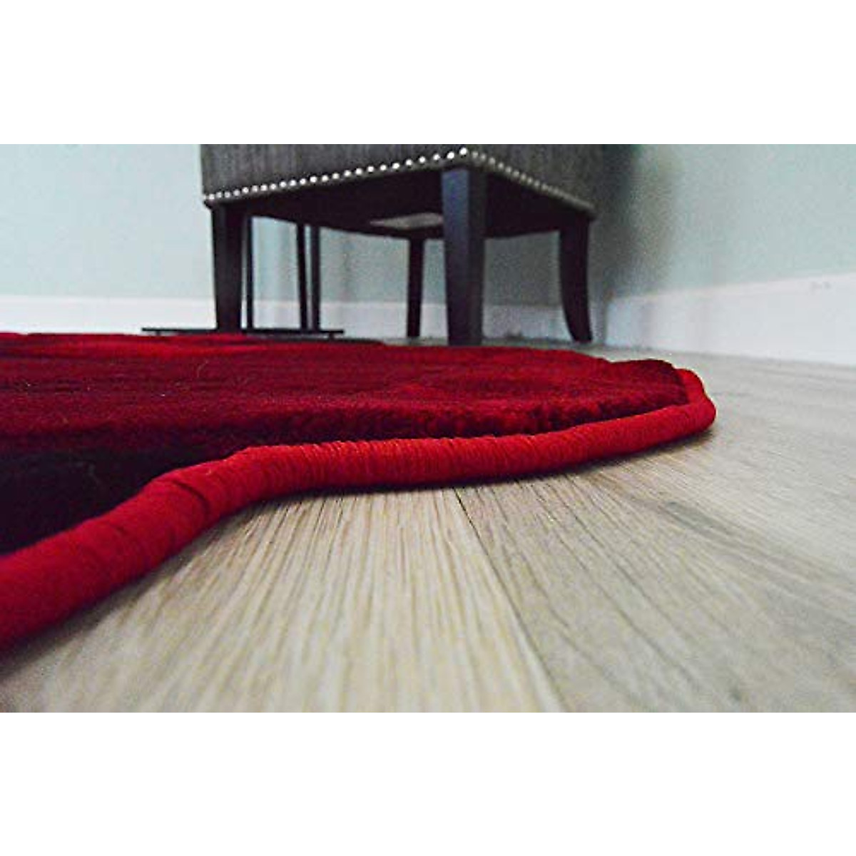 PLANET RUGS Flowers 3D Effect Hand Carved Thick Artistic Floral Flower Rose Botanical Shape Area Rug Design 305 Red 6'6''x6'6'' Round