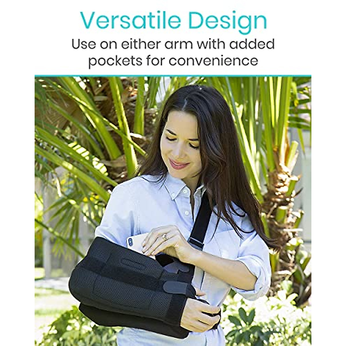 Vive Shoulder Abduction Sling - Immobilizer for Injury Support - Pain Relief Arm Pillow for Rotator Cuff, Sublexion, Surgery, Dislocated, Broken Arm - Brace Includes Pocket Strap, Stress Ball, Wedge