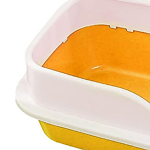 ＫＬＫＣＭＳ Cat Litter Box with Scooper Detachable Tall Cat Litter Box with Frame Cat Litter Pan Kitten Litter Pan Kitty Litter Tray Kitty Litter Pan, Yellow, Large