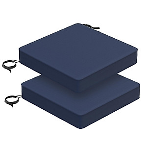 Outdoor Patio Chair Cushions,22 x 22 x 3 Inch Waterproof Outdoor Seat Cushions for Patio Furniture,Yard and Garden,Wicker Chair Cushions Set of 2, Anti Stain & Detachable and Adjustable Straps