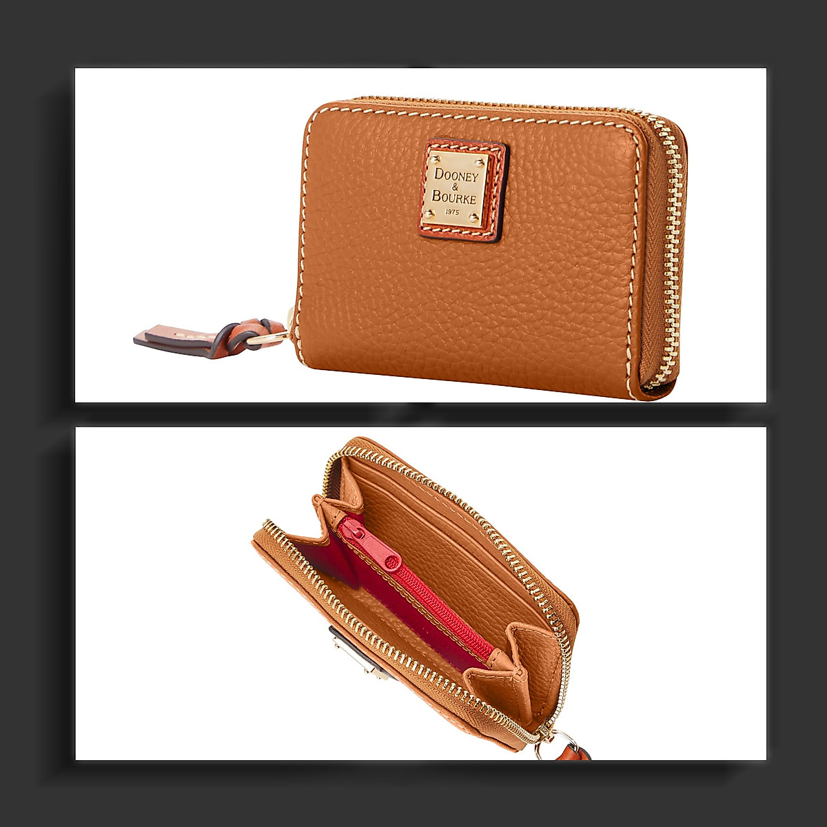 Dooney & Bourke Wallet, Pebble Grain Large Zip Around Credit Card Case Wallet - Brown