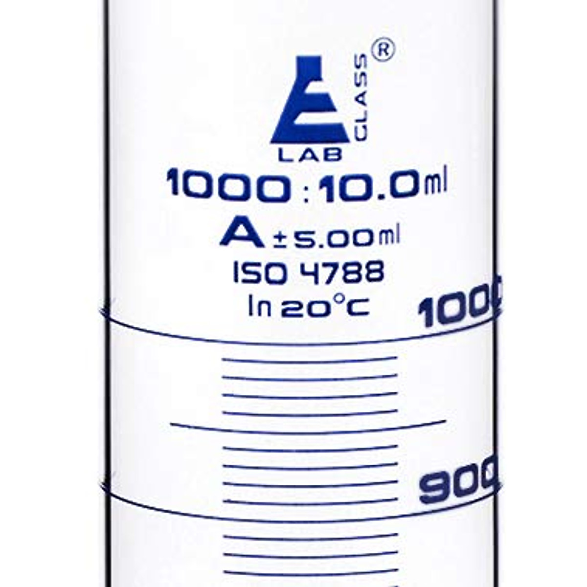EISCO Graduated Cylinder, 1000ml - Class A Tolerance ±5.00ml - Round Base - Blue Graduations - Borosilicate 3.3 Glass