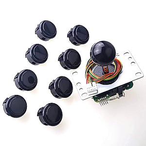 Sanwa JLF-TP-8YT Joystick + Sanwa 8 pcs OBSF-30 Push Button Bundle Kit Color : Black - for Arcade Game 4 & 8 Way Adjustable, Compatible with Catz Mad SF4 Tournament Joystick S@NWA