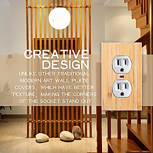 10 Pieces Wood Double hole Outlet Light Switch Plate 4.5" X 2.76" Raw Wood Wallplate Bamboo Light Switch Cover Quality Wallplate Wooden Electrical Decor (Double hole Outlet)