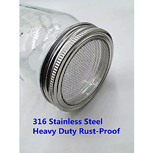 Mesh Strainer Sprouting Lids 316 Stainless Steel for Wide Mouth Mason Jars Canning Seed Sprouting Alfalfa Salad Sprouts Lid 4 Pack