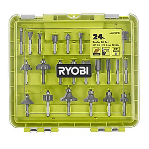 RYOBI ONE+ 18V Cordless Fixed Base Trim Router with 24-Piece Router Bit Set A252401 (Bulk Packaged)