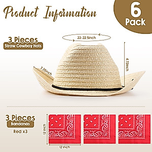 Unittype Western Cowboy Hats, Bandanas, and Party Accessories Set (Beige)