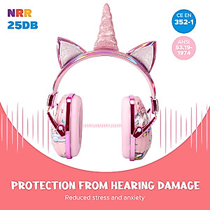 homicozy Kids Ear Protection,Noise Cancelling Sound Proof Headphones for Toddlers Children Teens,Sound Blocking Kids Hearing Protection Earmuffs for Concerts,Autism,Unicorn Gifts for Girls Age 1 Up