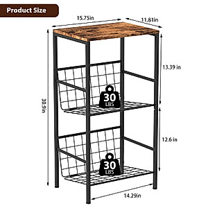 YBING Record Player Stand, 3-tier Vinyl Record Holder with Storage Turntable Stand with Shelf Record Display Table Vinyl Storage Stand End Side Table for Living Room Bedroom, Brown