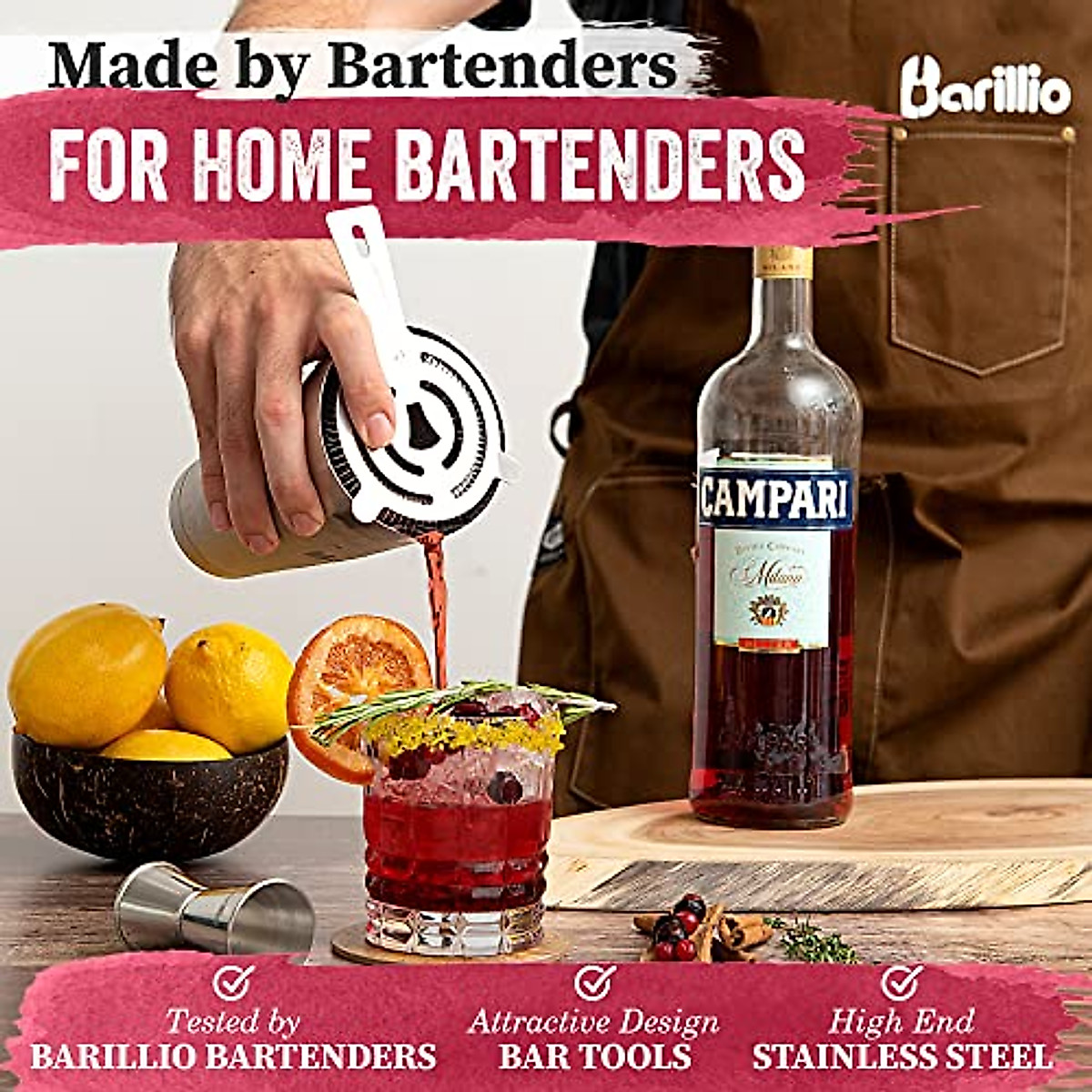 Boston Shaker Cocktail Shaker Set | Professional Bartender Kit with Weighted Martini Mixer, Hawthorne Strainer, Jigger, Mojito Muddler, Mixing Spoon & 2 Liquor Pourers……