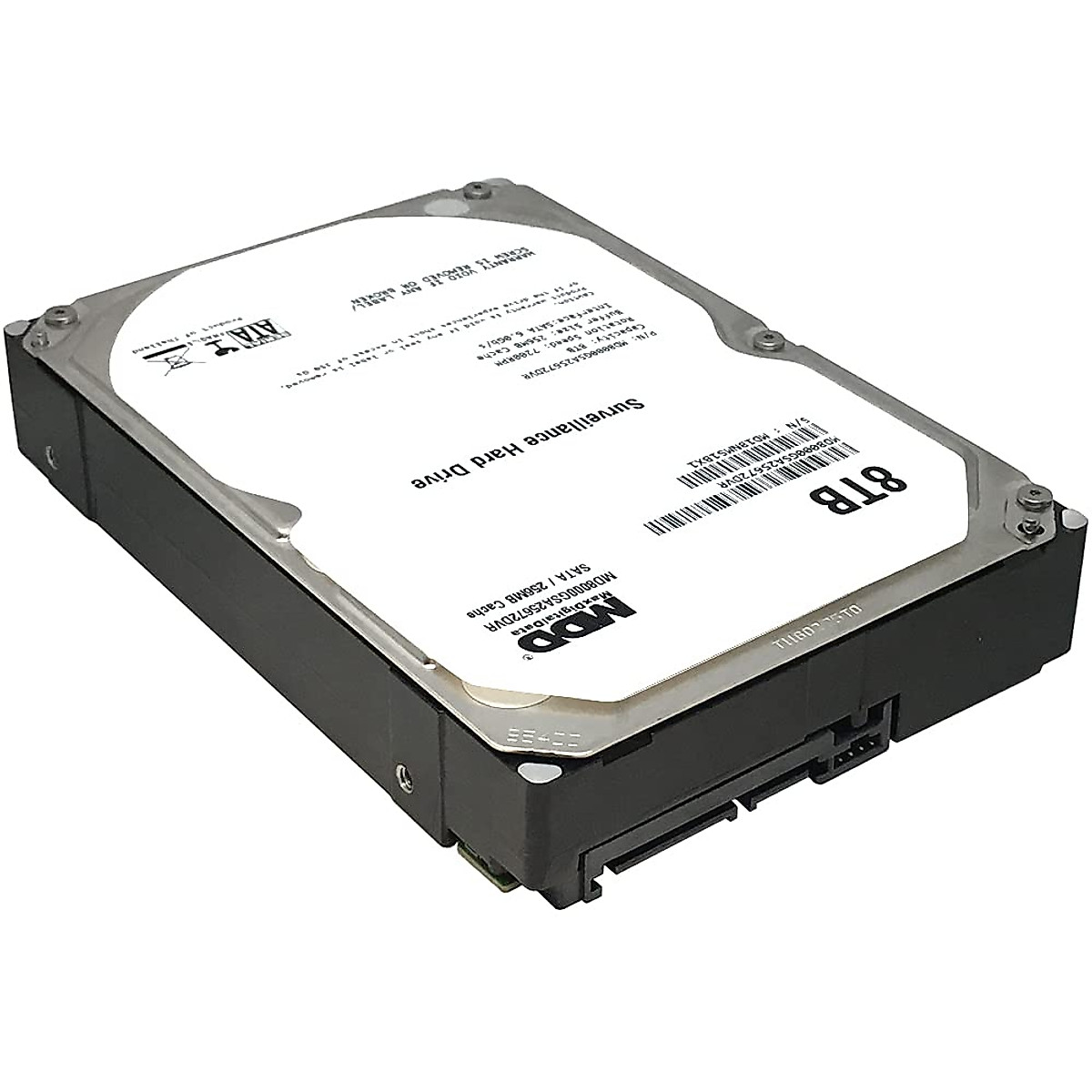MaxDigitalData 8TB 7200 RPM 256MB Cache SATA 6.0Gb/s 3.5inch Internal Hard Drive for Surveillance (MD8000GSA25672DVR) - 3 Years Warranty (Renewed)