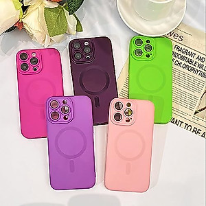 MZELQ Magnetic Case for iPhone 14 Pro Max Case [Compatible with Magsafe] with Camera Protection Cover Soft Silicone Shockproof Protective Design Phone Case for 14 Pro Max Women Girls 6.7" - Burgundy