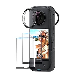 CYNOVA Insta 360 X3 Sticky Lens Guard Screen Tempered Film Set, Screen Protector for Insta360 X3 Accessories LCD Tempered Glass 9H Hardness