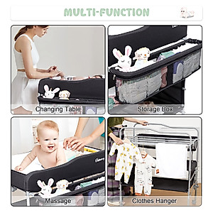 Babevy Portable Baby Changing Table, Foldable Changing Table Dresser Changing Station for Infant, Waterproof Diaper Changing Table Pad Topper, Mobile Nursery Organizer for Newborn Essentials, Black