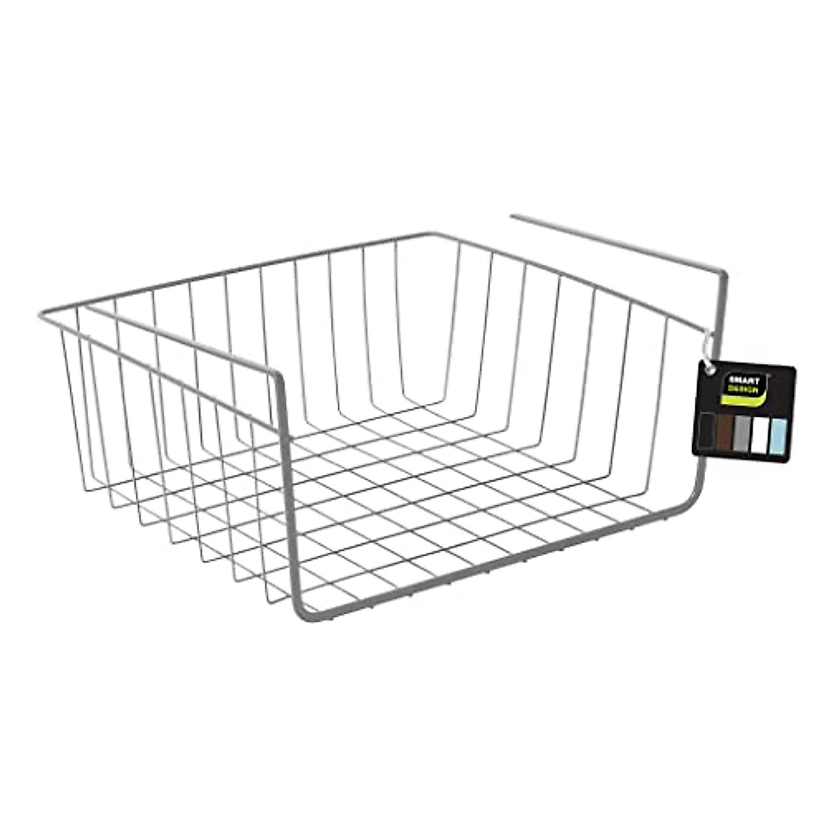 Smart Design Undershelf Storage Basket - Small - Snug Fit Arms - Steel Metal Wire - Rust Resistant - Under Shelves, Cabinet, Pantry, and Shelf Organization - 12 x 5.5 Inch - Charcoal Gray
