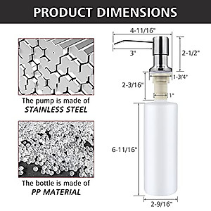 Kitchen Sink Soap Dispenser，Built in Dish Soap Dispenser with Bottle