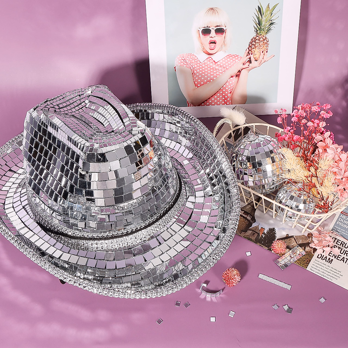 PP OPOUNT 4720 PCS Disco Ball Tiles, 5 x 5 mm Self-Adhesive Mirror Tiles for DIY Disco Balls, Mini Glass Tiles for Art Collage, Indoor Outdoor Craft Decoration(Silver)