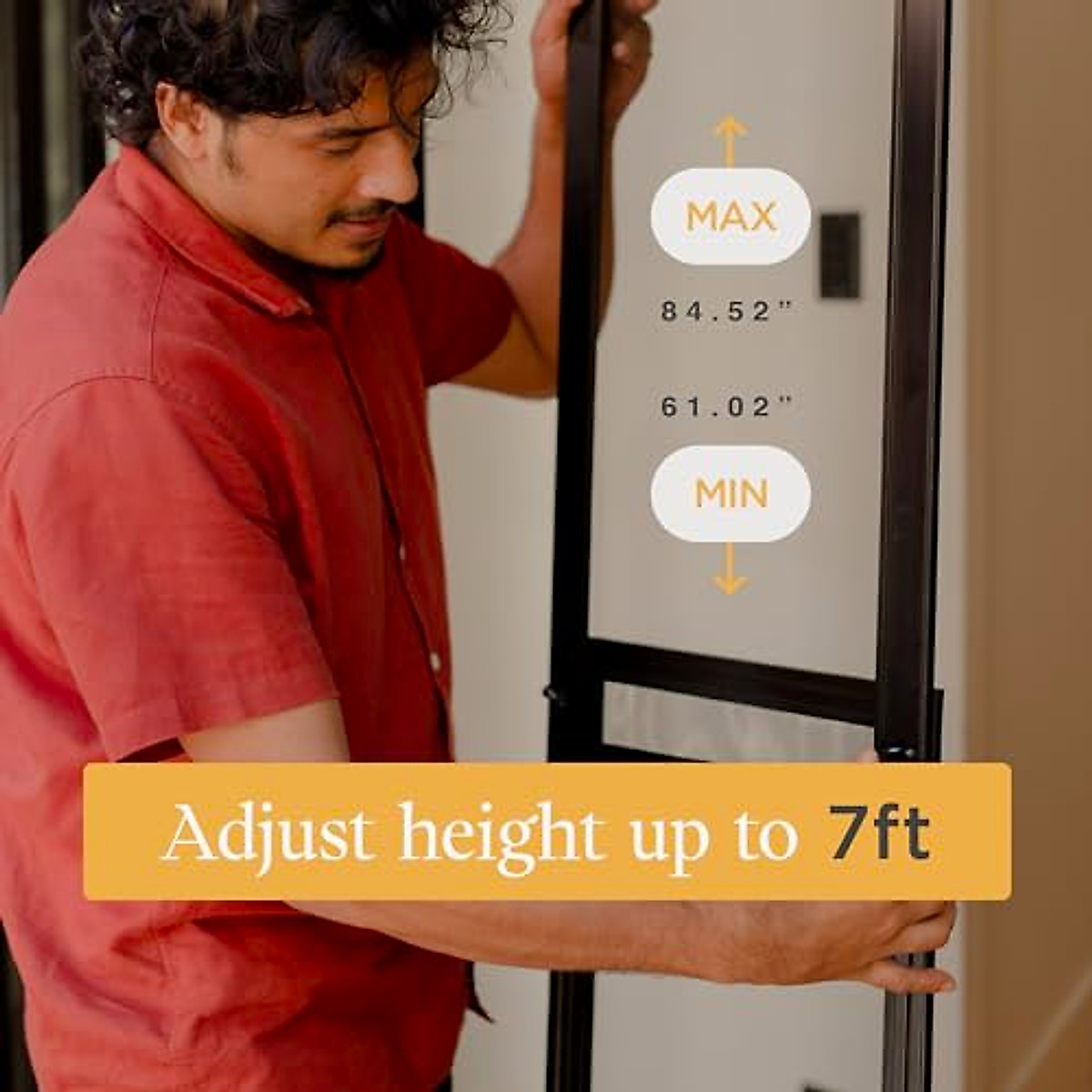 Hakuna Pets Patio Pet Door Screen Insert Panel for Sliding Doors, Fits Door Track Min Ht 61.02" to Max Ht 84.25", UV Resistant Mesh, Locking Magnetic Dog Door, Easy Install and Removal, Medium, Black