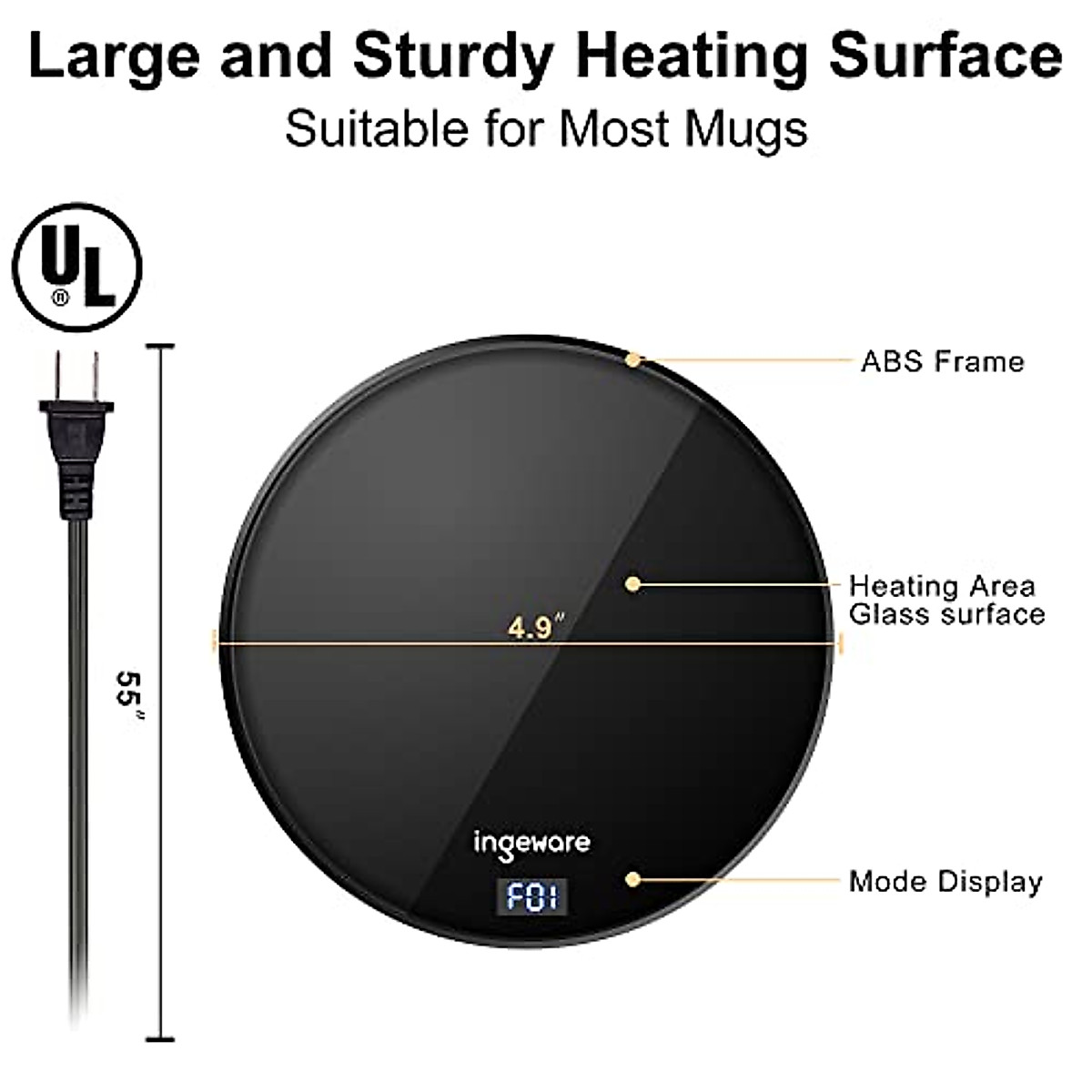 Coffee Mug Warmer, Coffee Warmer for Desk, Coffee Cup Warmer with 3 Temperature Settings & 4 Hours Auto Shut Off, Electric Beverage Warmer for Tea Milk and Cocoa