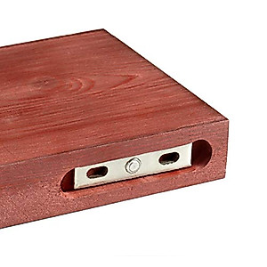 Rustic Farmhouse 3 Tier Floating Wood Shelf - Floating Wall Shelves (Set of 3), Hardware and Fasteners Included (Cherry, 3 Tier)