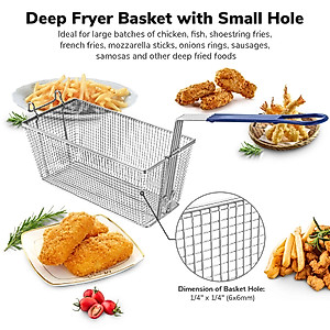 WeChef 2Pcs Deep Fryer Baskets with Non-slip Handle 13" x 6 5/16" x 5 7/8" Nickel Plating Heavy Duty Construction Deep Fryer Basket for Commercial Restaurant Kitchen Blue