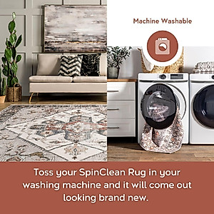 nuLOOM Mali Machine Washable Traditional Medallion Ultra Thin Runner Rug, 2' 6" x 12', Ivory