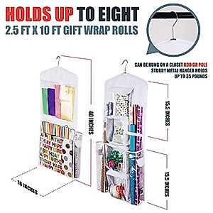 Regal Bazaar Large Double-Sided Hanging White Gift Bag Organizer & Dual-Sided Hanging White Gift Wrap Organizer - Two Great Hanging Organizer Products for Your Home