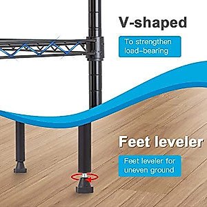 Wire Shelving Unit Metal Shelf Organizer Heavy Duty Wire Rack Storage Unit Rack Utility for Bathroom Office Kitchen (Black, 14" D x 24" W x 60" H)