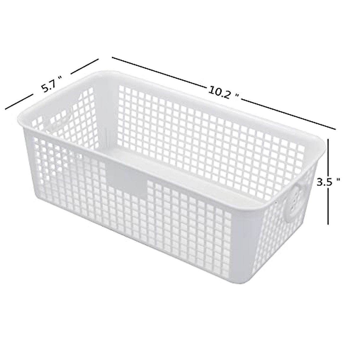 Sandmovie Rectangular Desktop Storage Basket, Plastic Storage Baskets, White, 6-Pack
