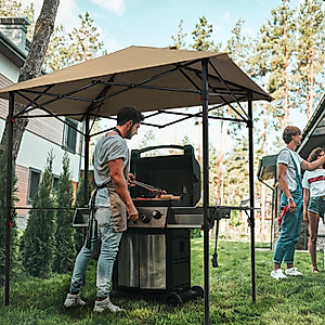 COOS BAY 8x5 Pop up Grill Gazebo with LED Globe String Lights