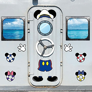 BOpusail 11Pcs Captain Mouse Cruise Magnets Birthday Cruises Door Decorations Summer Life Preserver Ring Refrigerator Magnet Waterproof Magnetic Stickers for Carnival Cabin Holiday Collectibles Decor