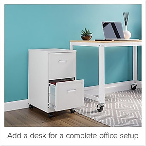 Scranton & Co 2 Drawer Steel Mobile File Cabinet in Pure White