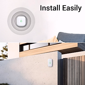 DoorKit Classroom Wireless Doorbell with 1000 Feet IP66 Waterproof Doorbell Chime 115 dB 7 Levels Adjustable Volume Door Bell Ringer Wireless 32 Melodies and LED Flashing for Home Bedroom Office