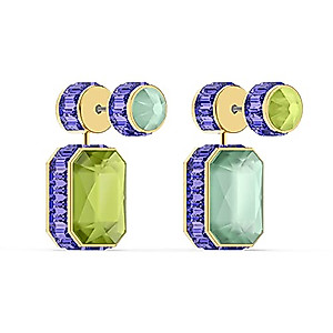 SWAROVSKI Chroma Asymmetrical Reversible Drop Earrings, Multicolored Crystals on a Gold-Tone Finish Setting, Part of the Swarovski Chroma Collection