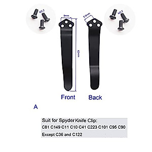 SICODA 2 pcs Deep Carry Pocket Clips for Folding Knives,Kydex Waist Clip,Folding Knife Back Clips (A)