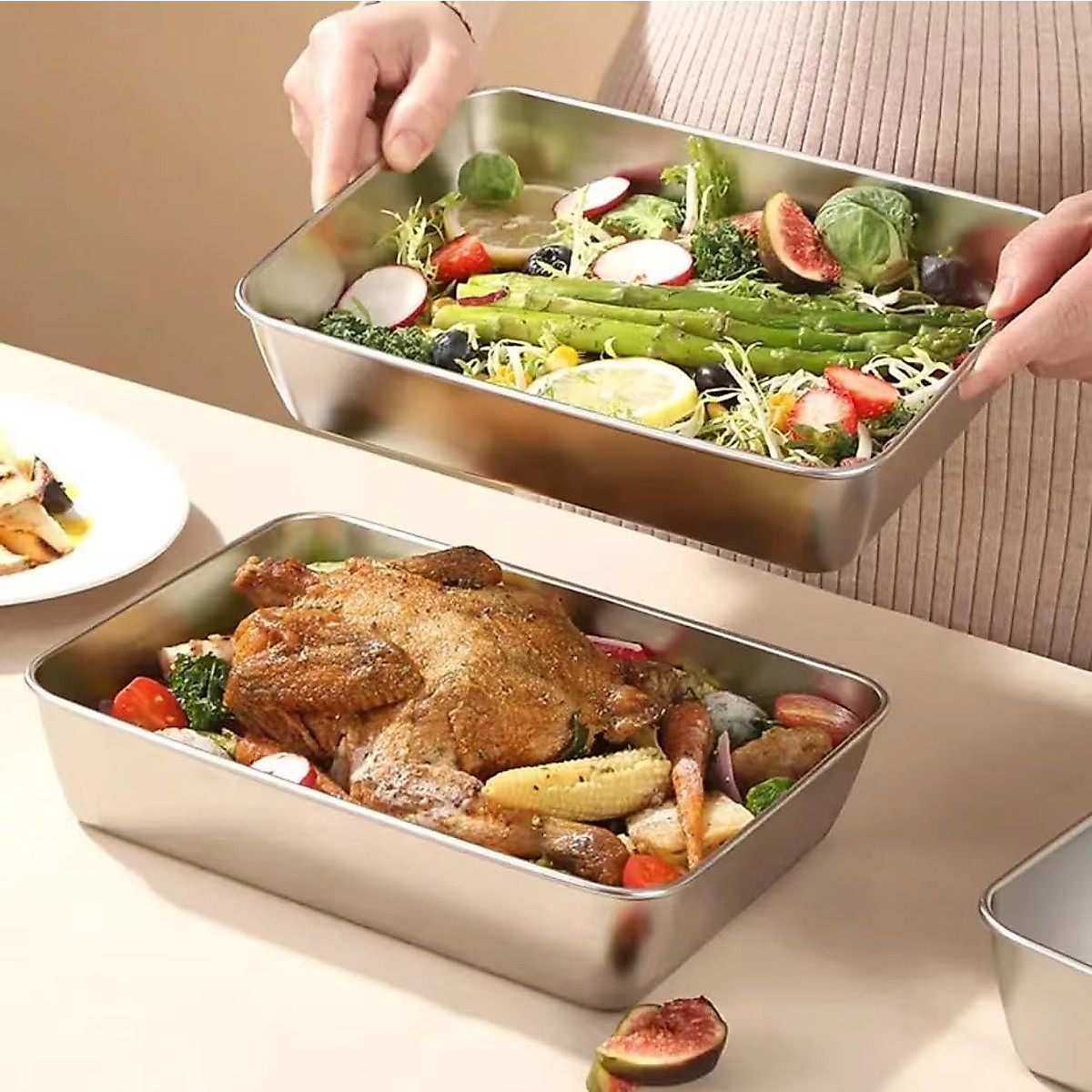 MANHONGYU 2PCS Stainless Steel Meal Prep Containers, Stainless Steel Containers with Lids, Food Storage Containers Airtight, BPA Free