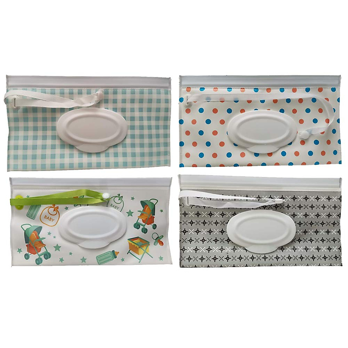 Reusable Eco Friendly Durable Portable Wet Wipe Pouch,Travel Wipes Dispenser Travel Wipes Bag Wipe Pouches Baby Wet Wipe Cases Set of 4