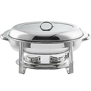 6 Qt. Oval 23 Size Stainless Steel Chrome Accent Chafer Chafing Dish Food warmer buffet set servers and warmers for parties dishes warmers, Silver, (4630246)