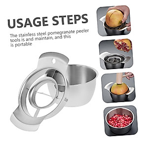 SHOWERORO 1 Set Peeler bottle opener Stainless Steel Pomegranate Deseeder Stainless steel Pomegranate Peeler With Bowl Convenient Pomegranate Peeler peeling tool set manual peel peeled