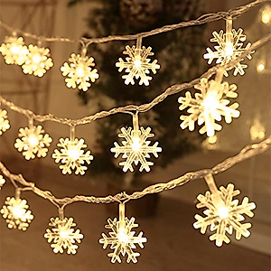CESOF Christmas Lights, 20 Ft 40 LED Snowflake String Lights Battery Operated Fairy Lights for Bedroom Room Party Home Xmas Decor Indoor Outdoor Tree Decorations Warm White