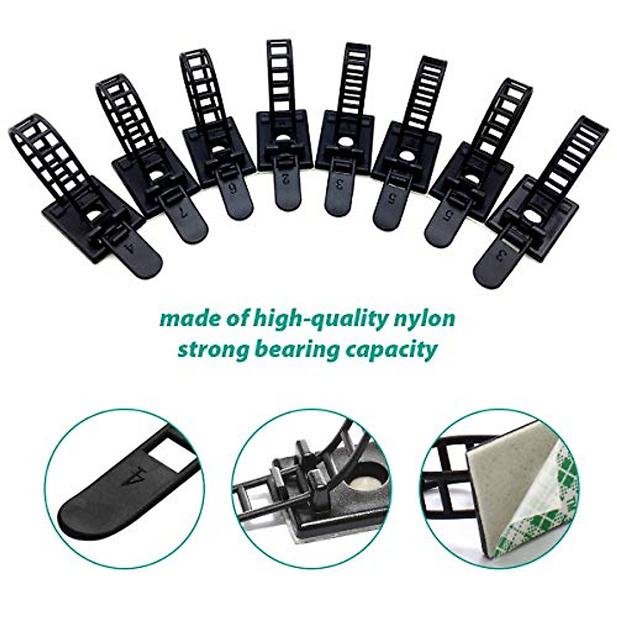 25 Pieces Desk Wire Organizer Cable Ties Zip Ties Adhesive Cord Clips Cable Management Cord Keeper Desk Wire Management